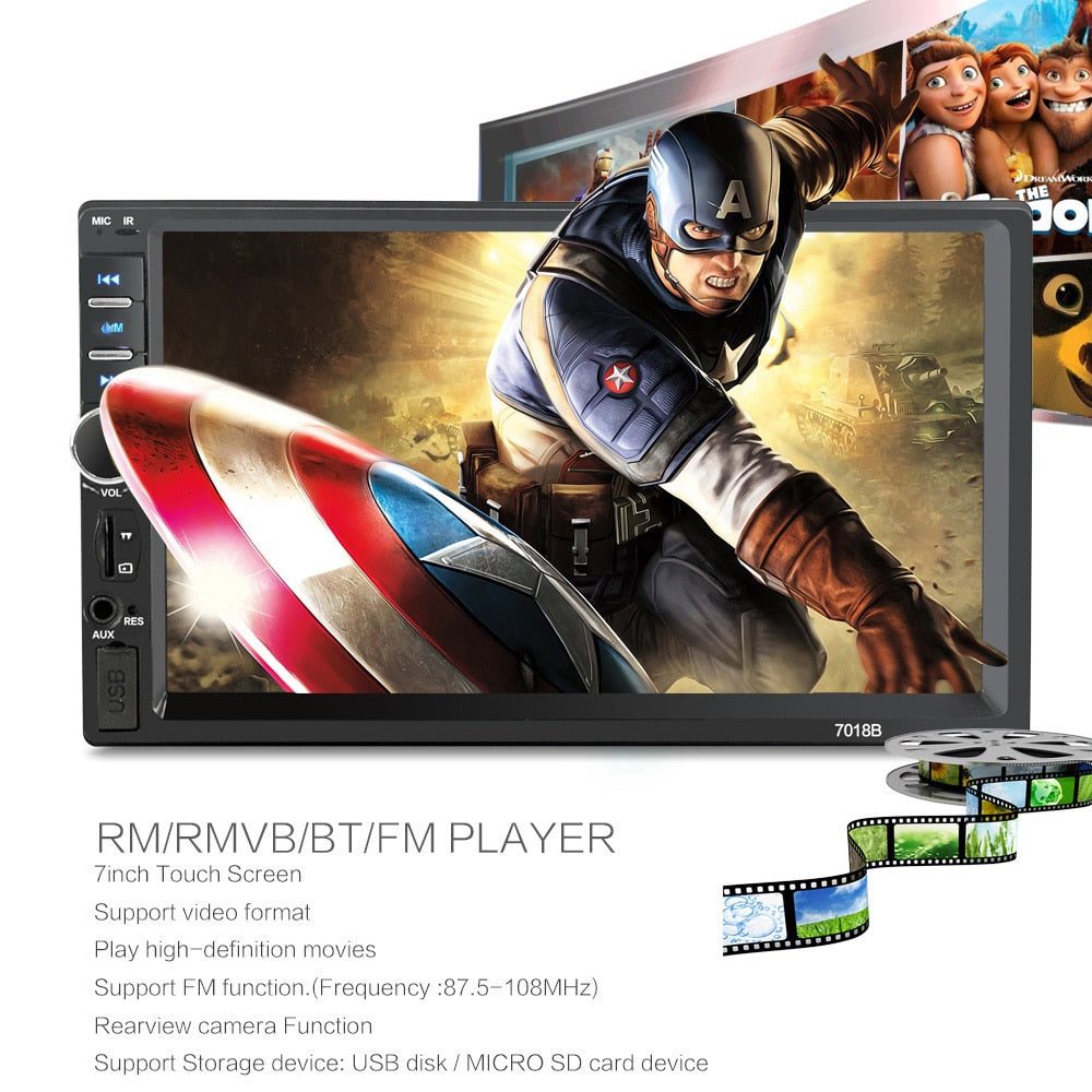 Car Stereo 2DIN 7'' 4 x 60W LCD Car Radio Player + Rear View Camera ...