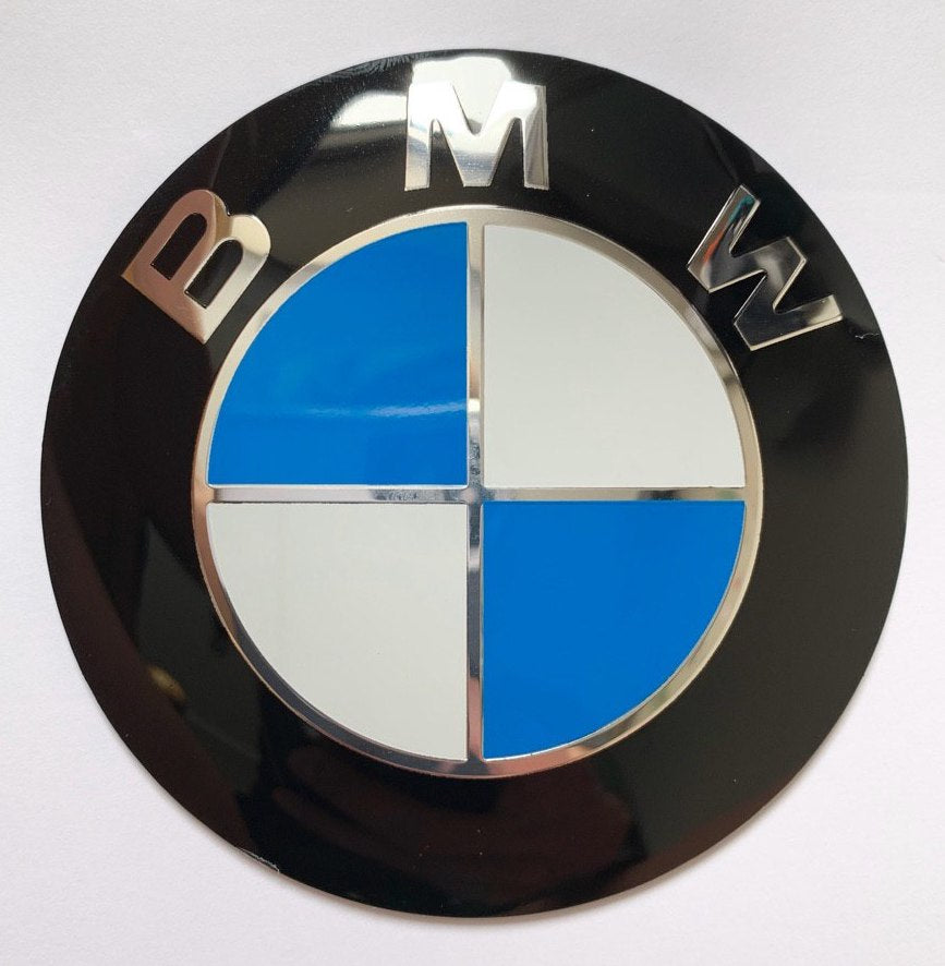 2 x BMW Badge 82 mm Bonnet Hood Self Adhesive Sticker Emblem For BMW X ...