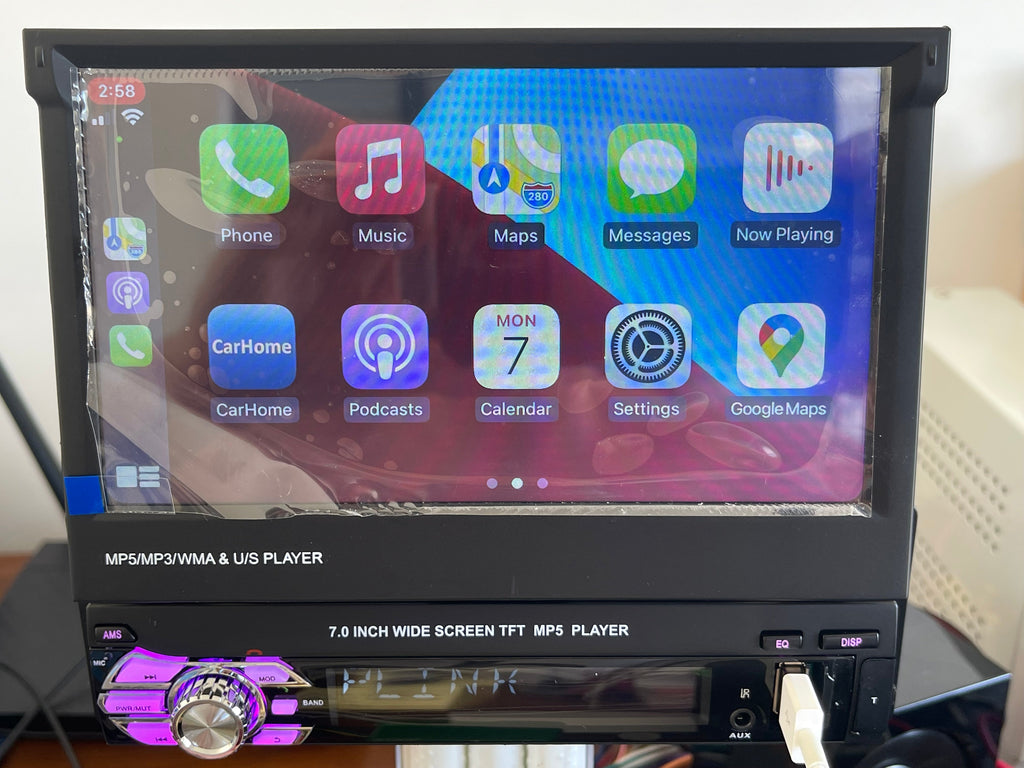 7 Inch 1 DIN Car Stereo Radio Auto MP5 MP4 MP3 Player Retractable blue ...